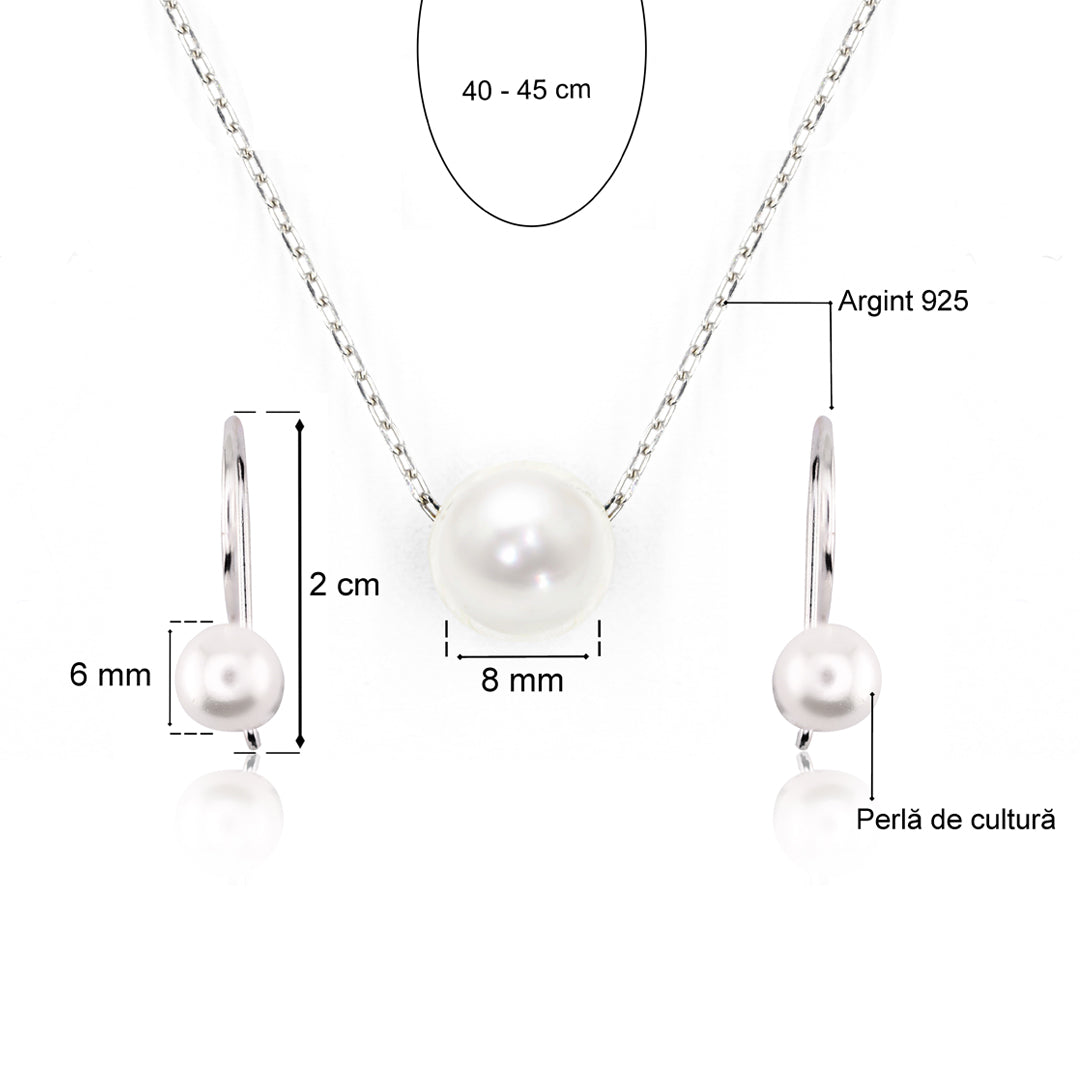 Lănțișor + Cercei argint cu Perlă OFERTĂ – JoySilver.ro